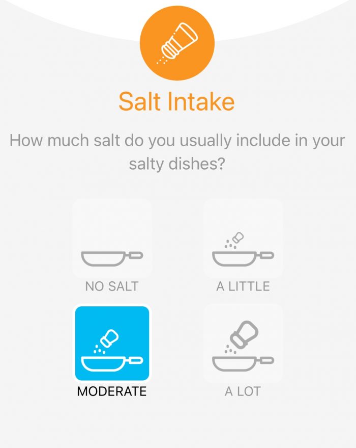Easy way to modulate salt, sugar and oil when doing a food log